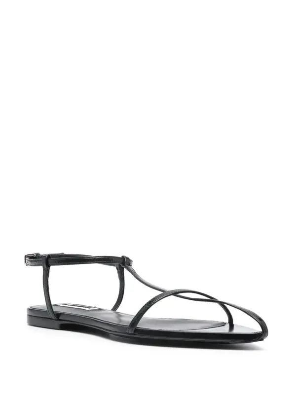 JIL SANDER Caged Leather Sandals - Black