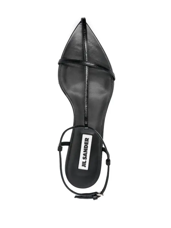 JIL SANDER Caged Leather Sandals - Black