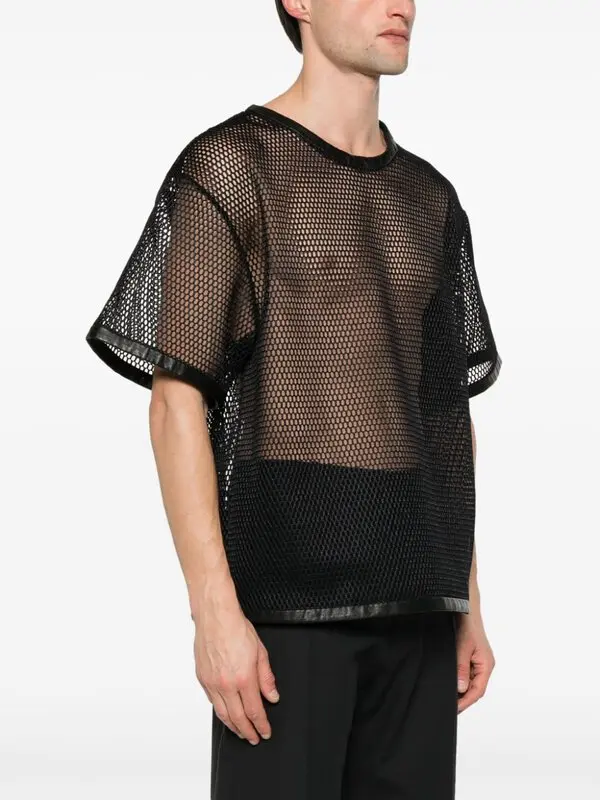 JIL SANDER Perforated Leather-trim T-shirt