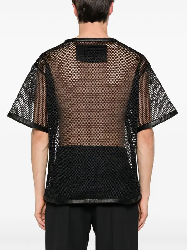 JIL SANDER Perforated Leather-trim T-shirt