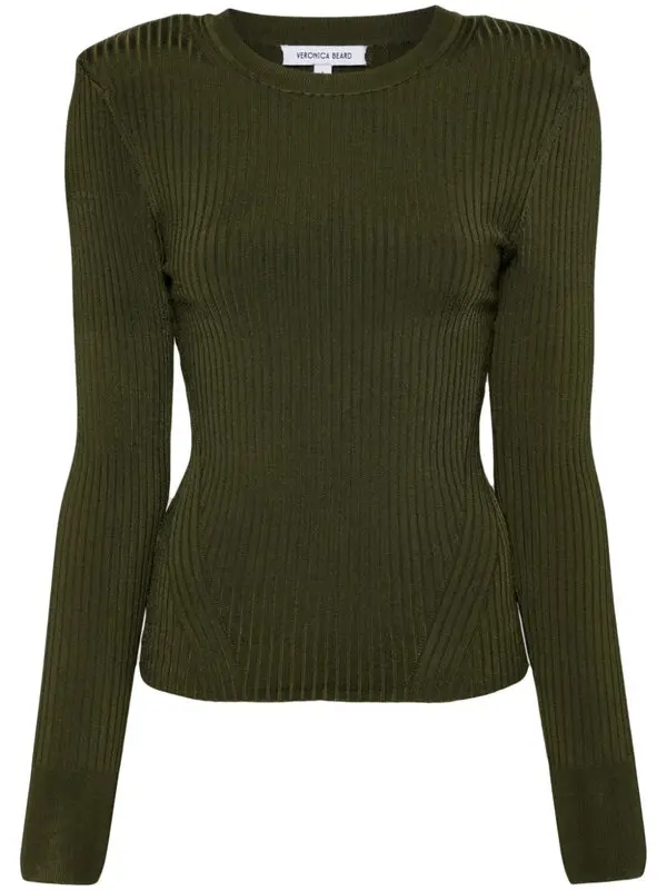 Veronica Beard Ribbed-knit Long-leeve Top