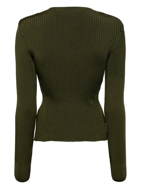 Veronica Beard Ribbed-knit Long-leeve Top