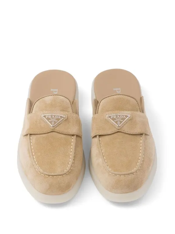Prada Suede Mules - Neutrals