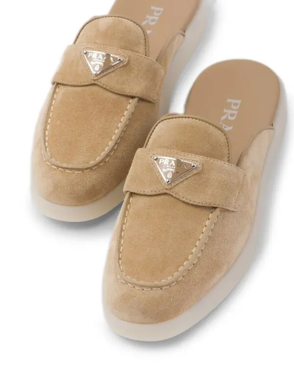 Prada Suede Mules - Neutrals