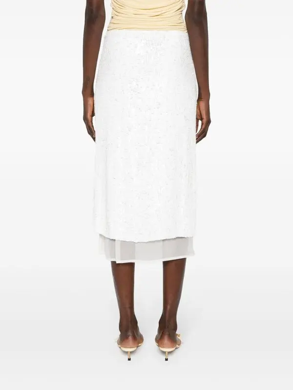 P.a.r.o.s.h Sequinned Wrap Midi Skirt - Neutrals