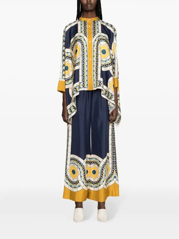La DoubleJ High-waist Printed Silk Palazzo Trousers