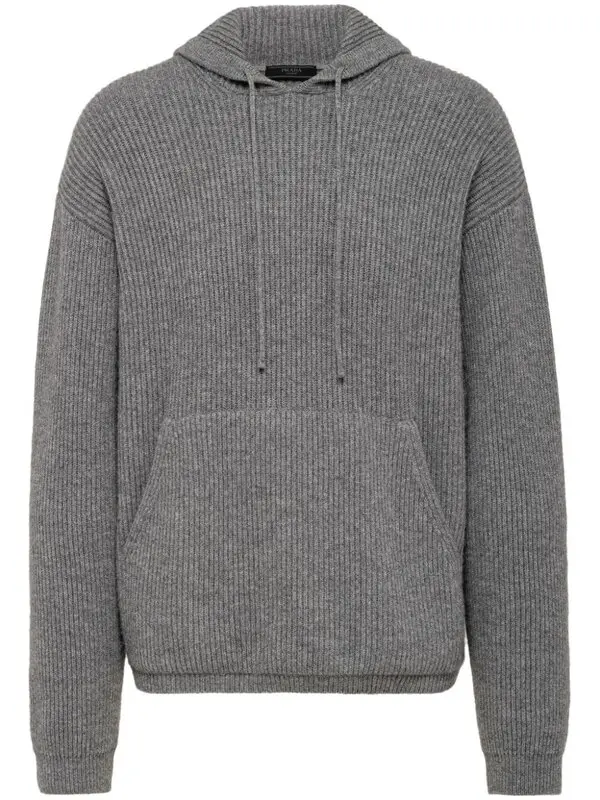 Prada Ribbed-knit Cashmere Hoodie