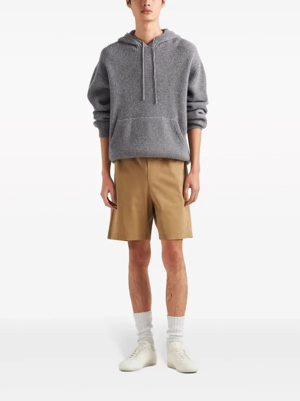 Prada Ribbed-knit Cashmere Hoodie