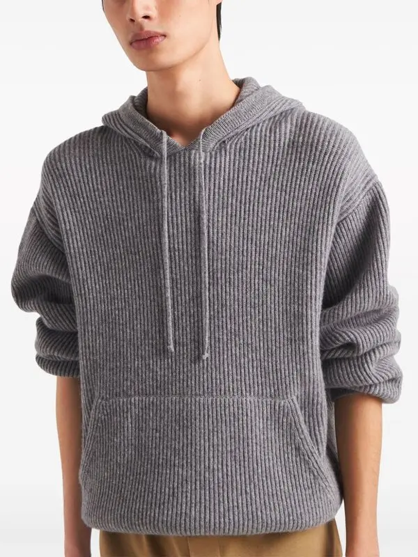 Prada Ribbed-knit Cashmere Hoodie