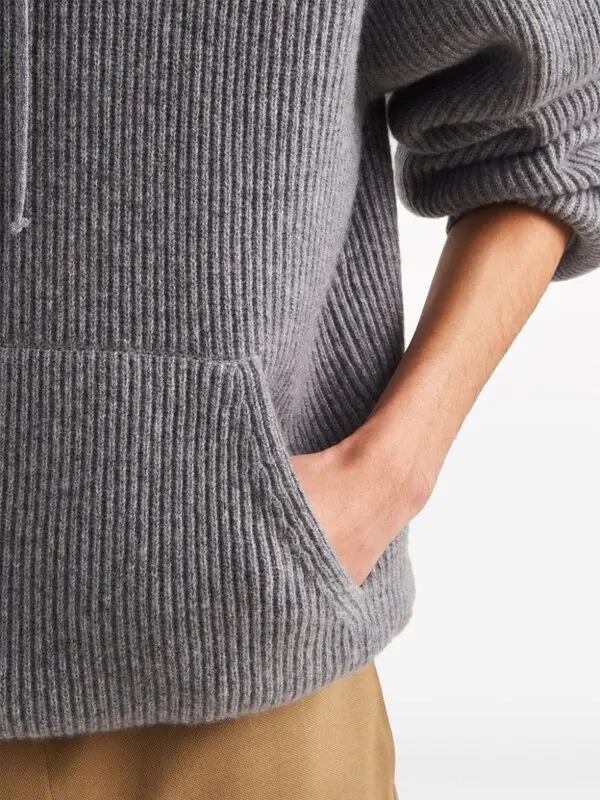 Prada Ribbed-knit Cashmere Hoodie