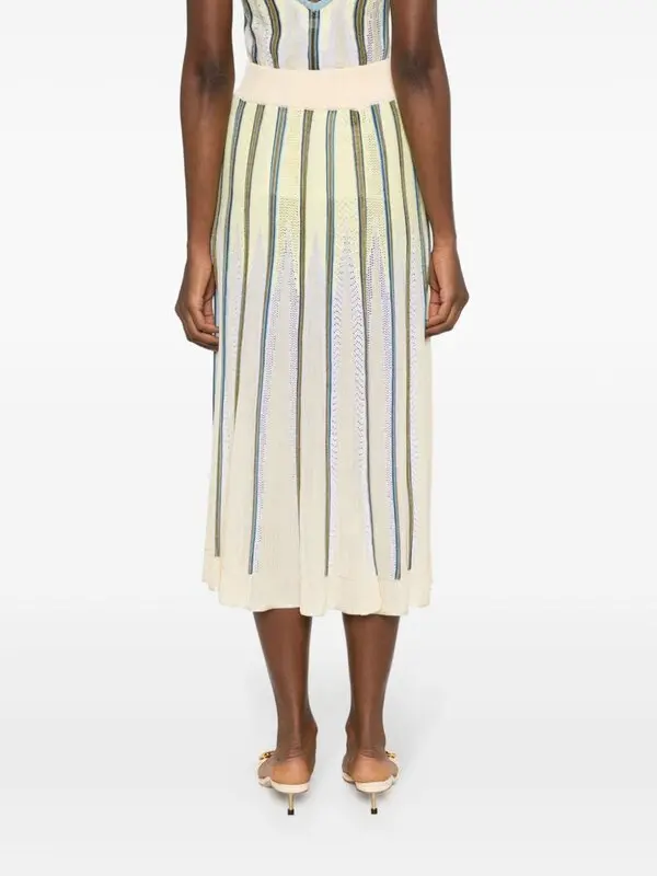 FORTE_FORTE Striped Pointelle-knit Skirt