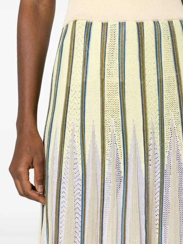 FORTE_FORTE Striped Pointelle-knit Skirt