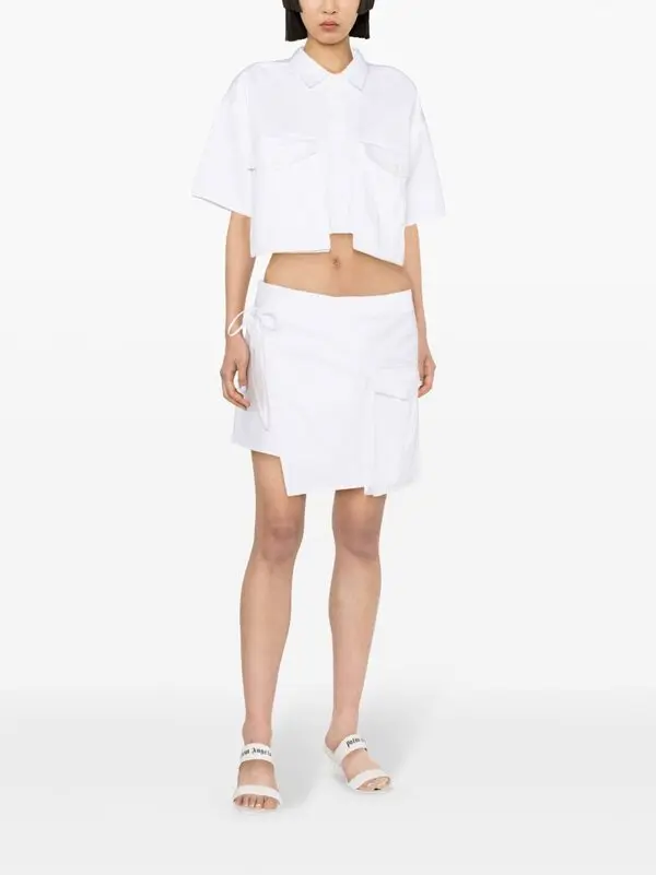 Amen Asymmetric Twill Miniskirt