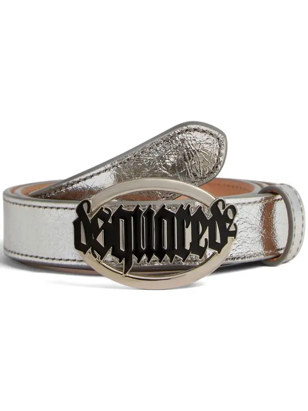 Dsquared2 Logo-buckle Leather Belt - Silver
