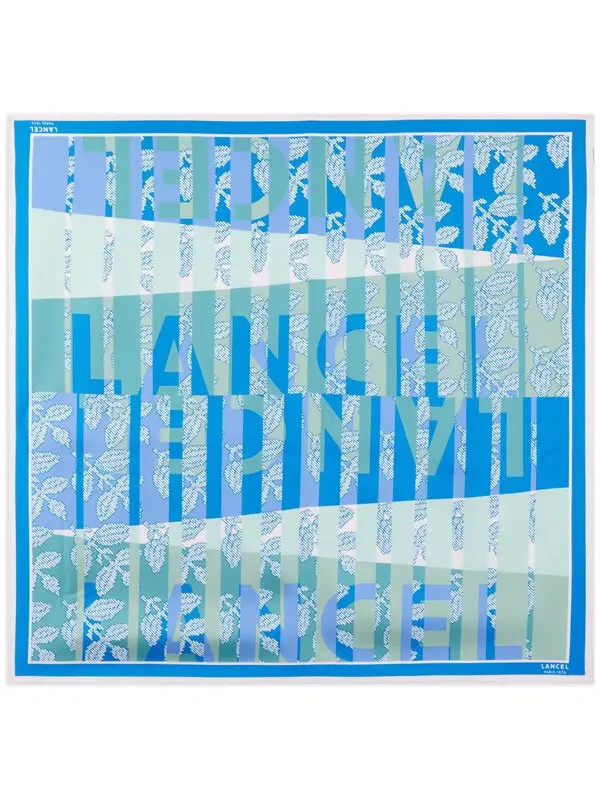 LANCEL Horizon-print Silk Scarf - Blue