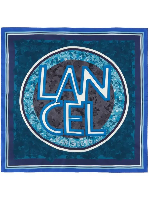 LANCEL Roxane Logo-print Silk Scarf - Blue