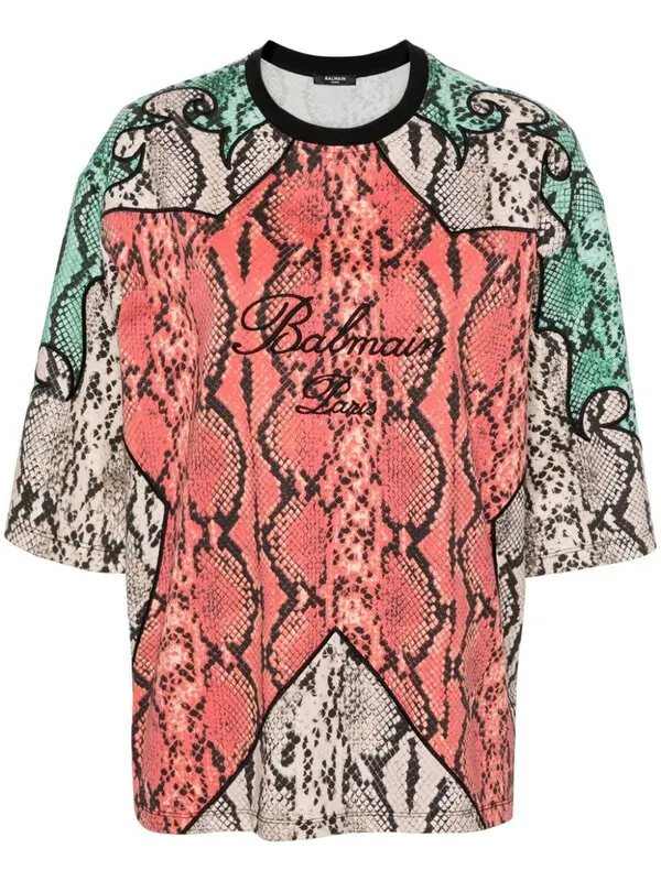 Balmain Python Print Organic Cotton T-shirt