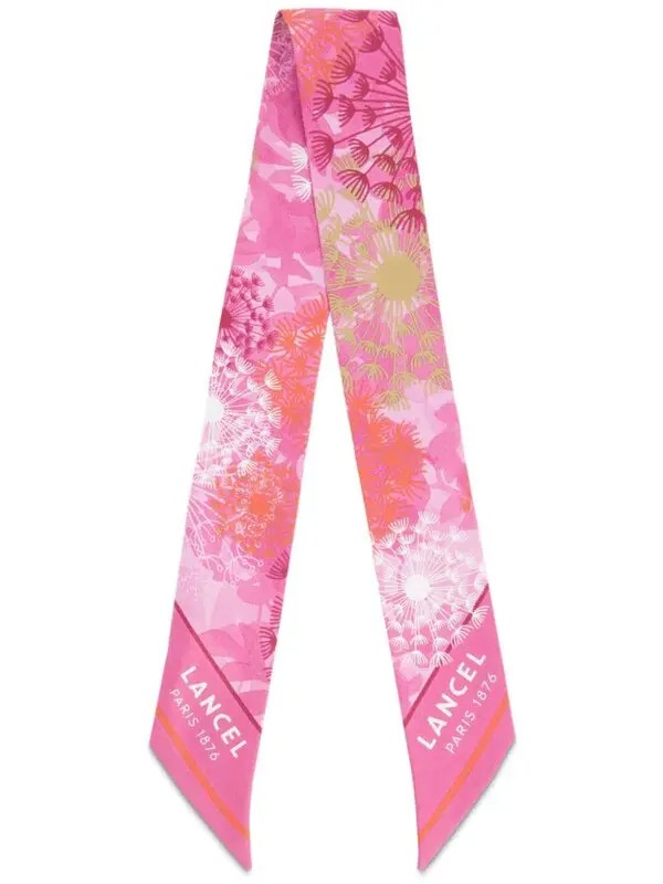LANCEL Fireworks-print Silk Scarf - Pink