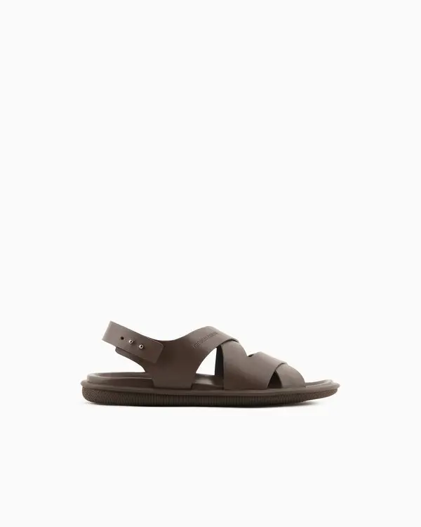Giorgio Armani Leather Woven Sandals - Brown
