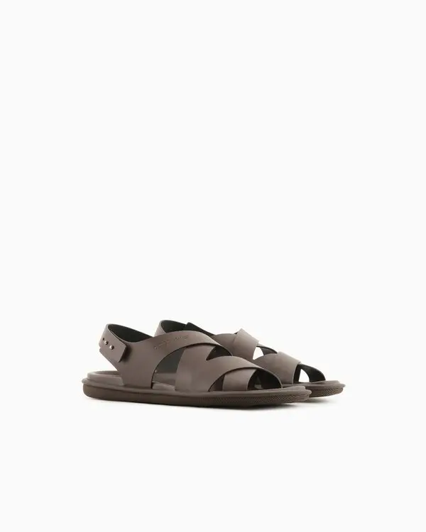 Giorgio Armani Leather Woven Sandals - Brown