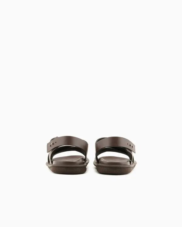 Giorgio Armani Leather Woven Sandals - Brown