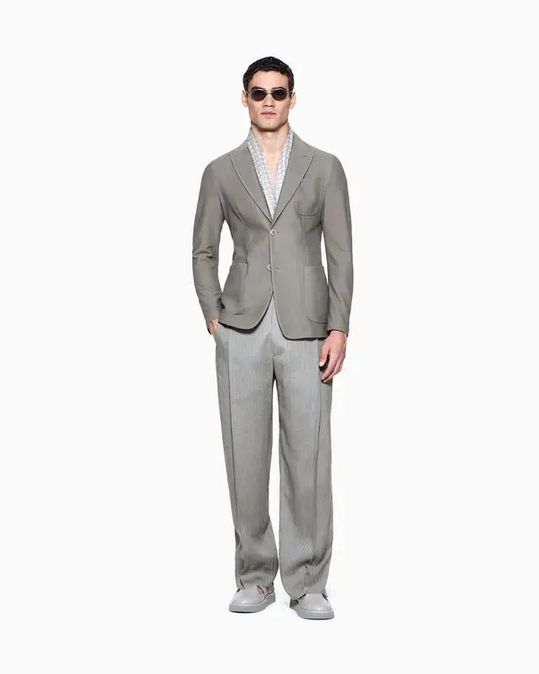 Giorgio Armani Single-breasted Technical Waffle Jacket