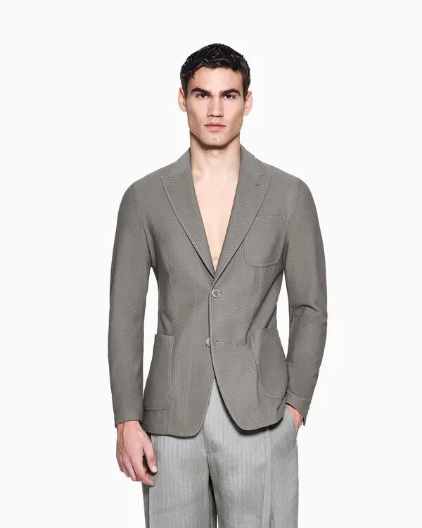 Giorgio Armani Single-breasted Technical Waffle Jacket