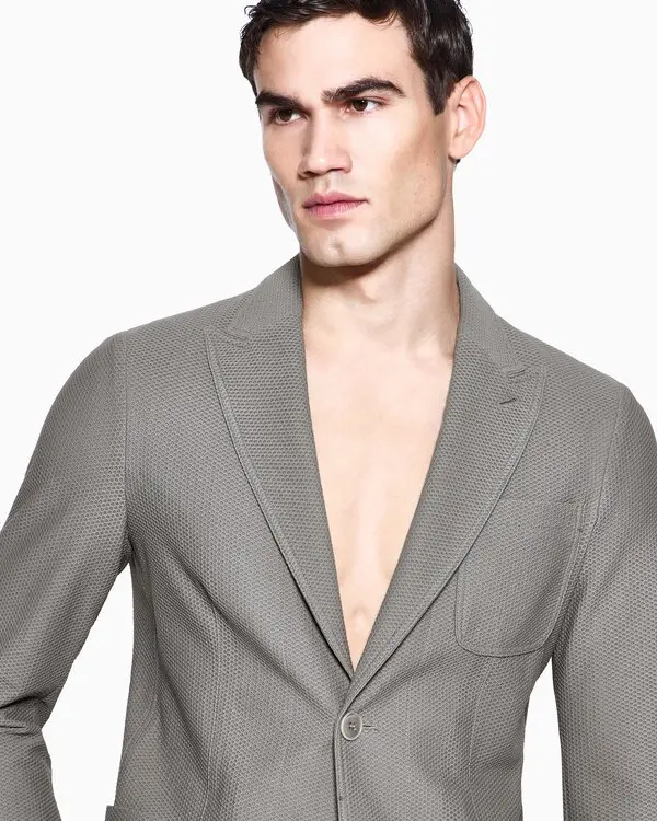 Giorgio Armani Single-breasted Technical Waffle Jacket