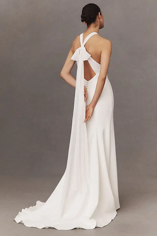 Jenny Yoo Shipley Halter Gown In White - 30% Off | Editorialist