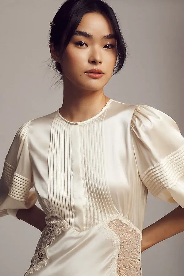 Cynthia Rowley Lace-Trimmed Silk Charmeuse Maxi Dress In White - 30% Off |  Editorialist
