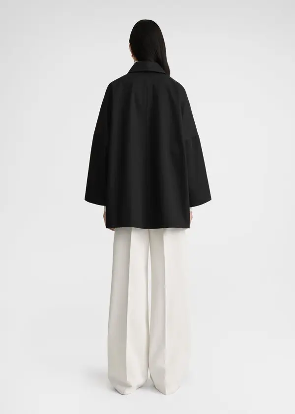 Toteme Cotton Twill Overshirt Jacket - Black | Editorialist