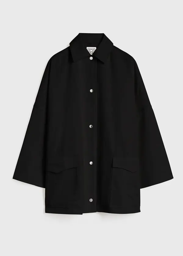 Toteme Cotton Twill Overshirt Jacket - Black | Editorialist