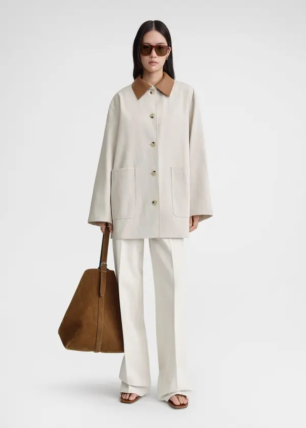 TOTEME Leather-collar Cotton Barn Jacket