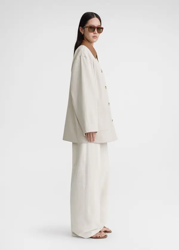 TOTEME Leather-collar Cotton Barn Jacket