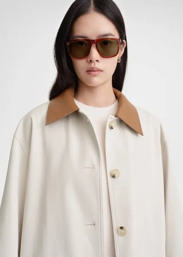 TOTEME Leather-collar Cotton Barn Jacket