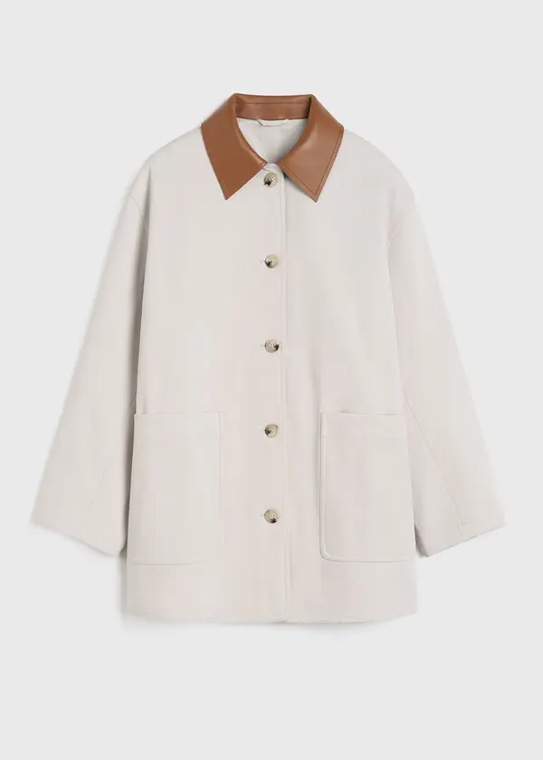 TOTEME Leather-collar Cotton Barn Jacket