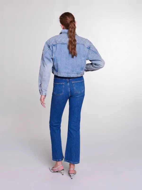 Maje Denim Jacket With Rhinestones