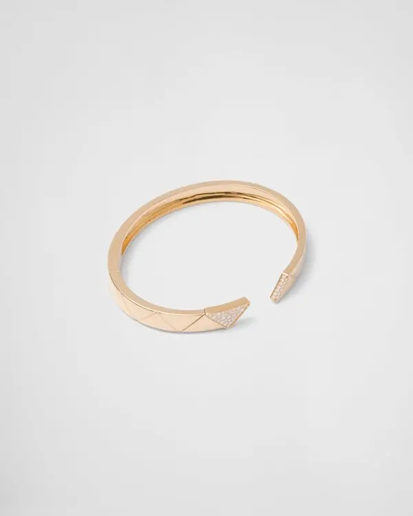 Prada Eternal Gold Diamond Bangle Bracelet - Gold/white
