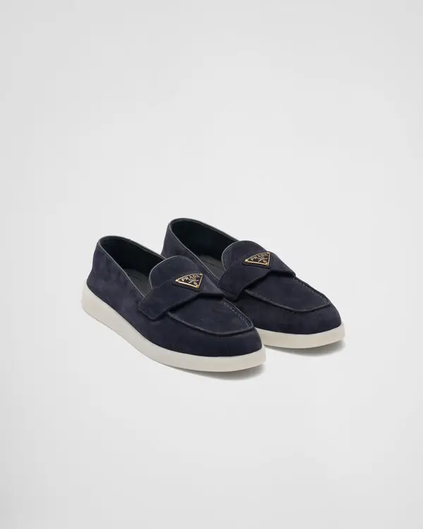 Prada Suede Leather Loafers - Navy | Editorialist display picture 3