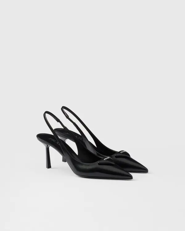 Prada Brushed Leather Slingback Pumps