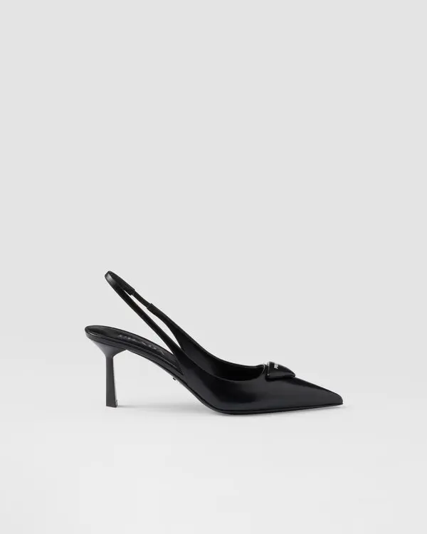 Prada Brushed Leather Slingback Pumps