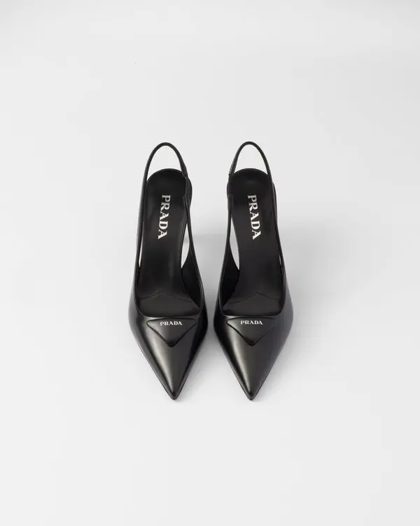 Prada Brushed Leather Slingback Pumps