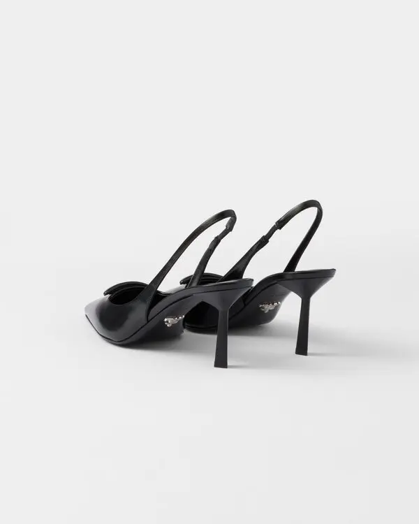 Prada Brushed Leather Slingback Pumps