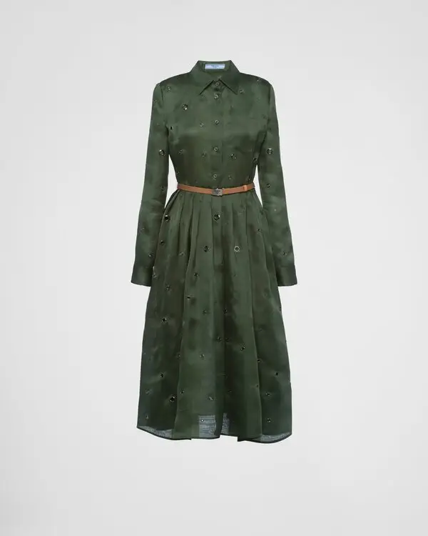 Prada Organza Dress With Grommet Embellishment