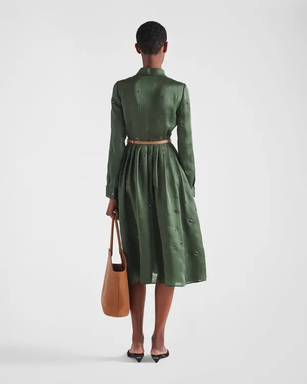 Prada Organza Dress With Grommet Embellishment