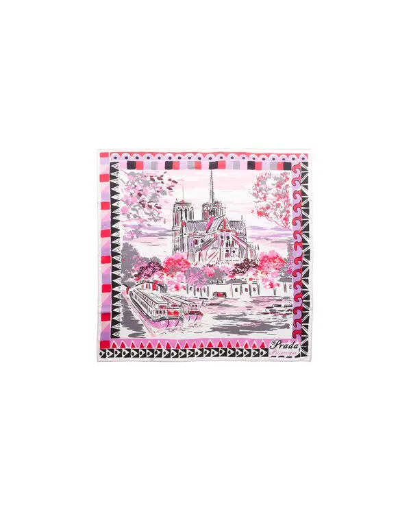 Prada Pittoresque Paris Printed Silk Foulard 90 - Neutral