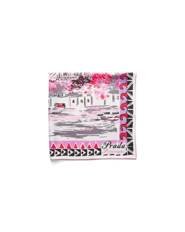 Prada Pittoresque Paris Printed Silk Foulard 90 - Neutral