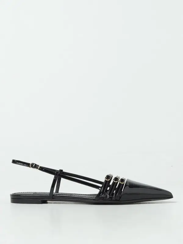 Dolce & Gabbana Patent Leather Ballet Flats With Embellished Straps
