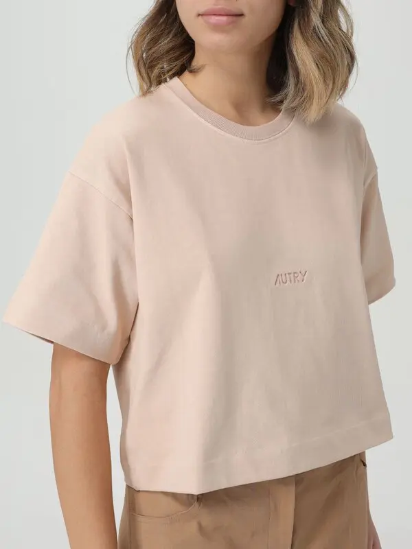 AUTRY Cropped Crewneck T-shirt - Pink