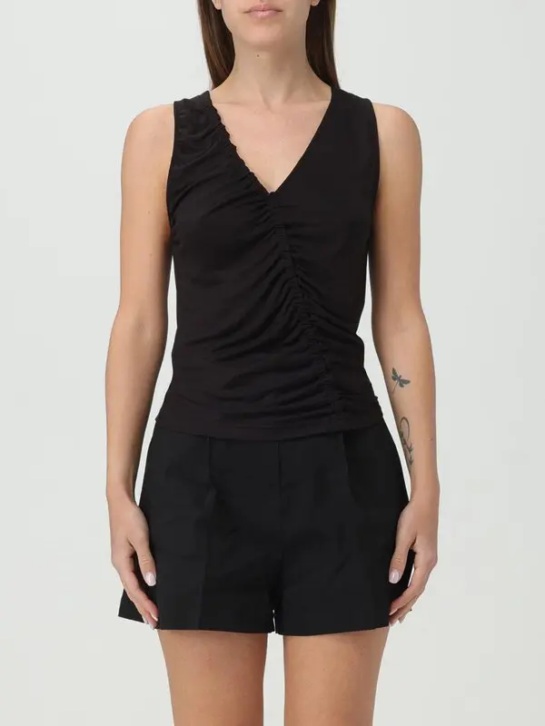 Pinko Sleeveless V-neck Ruched Top - Black